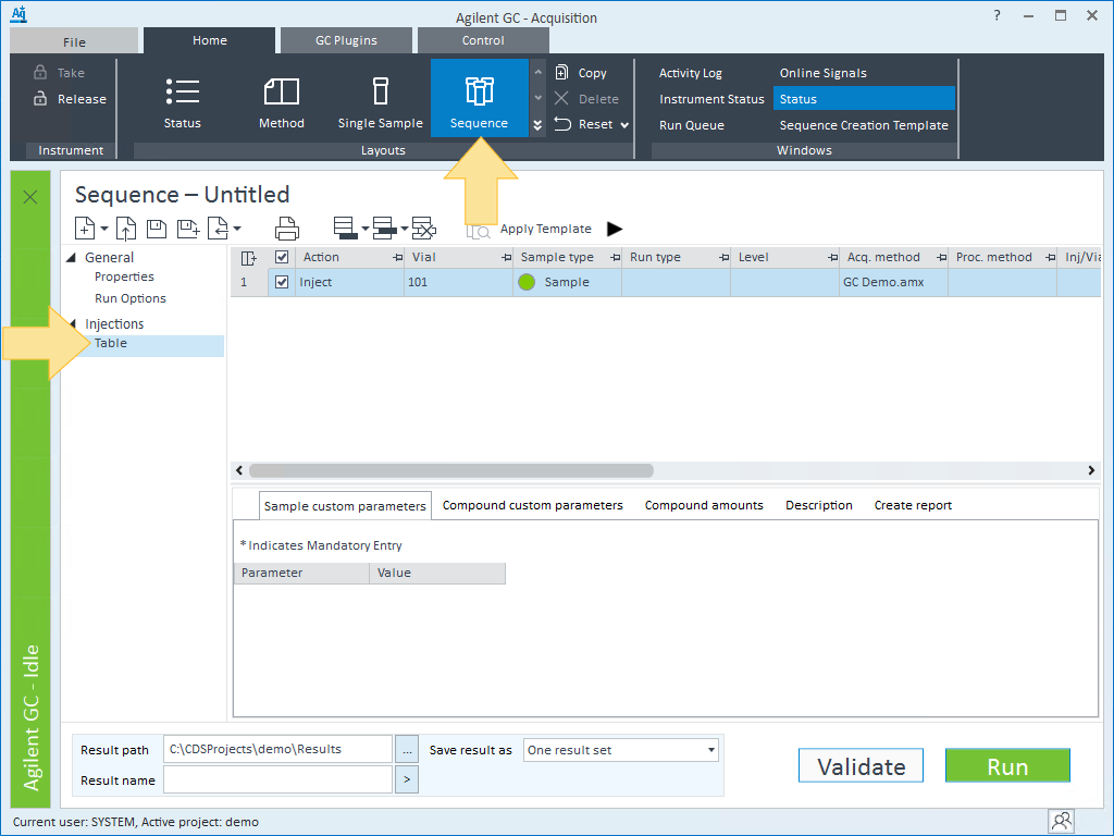 Import A File Into The Sequence Table Acquisition 