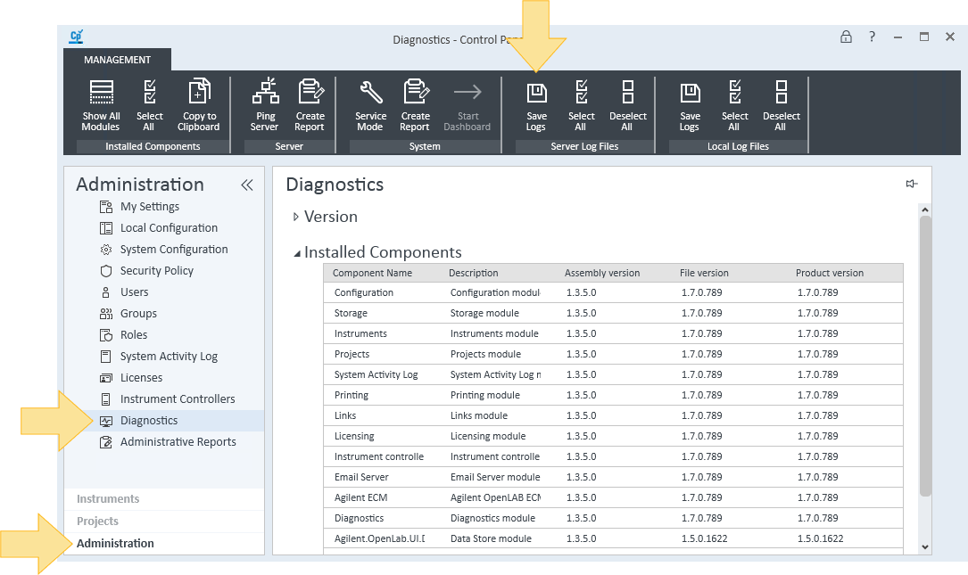 Server log(서버 로그) 파일 저장(Control Panel(제어판))